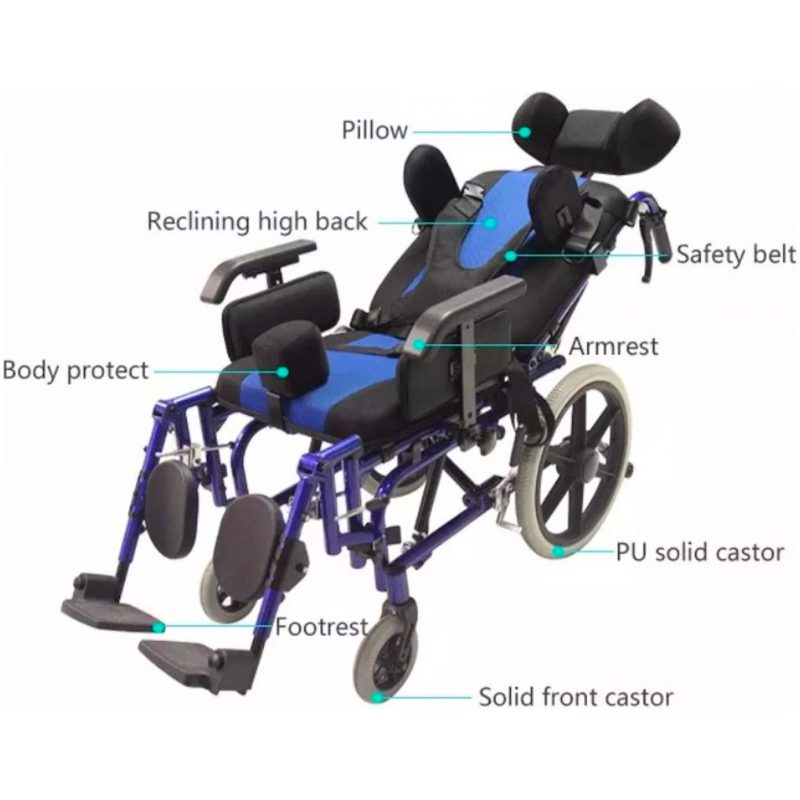 Reclining Tilting Seat Pediatric Wheelchair With Headrest And Legrests ...