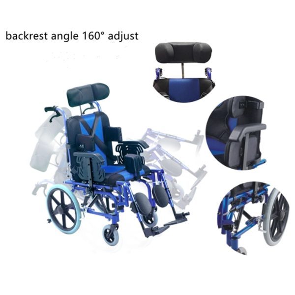 Reclining Tilting Seat Pediatric Wheelchair With Headrest