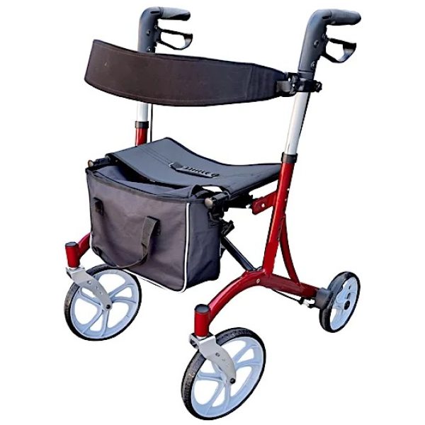 4-Wheel Rollator Deluxe - Folding Walking Frame for Elderly and ...