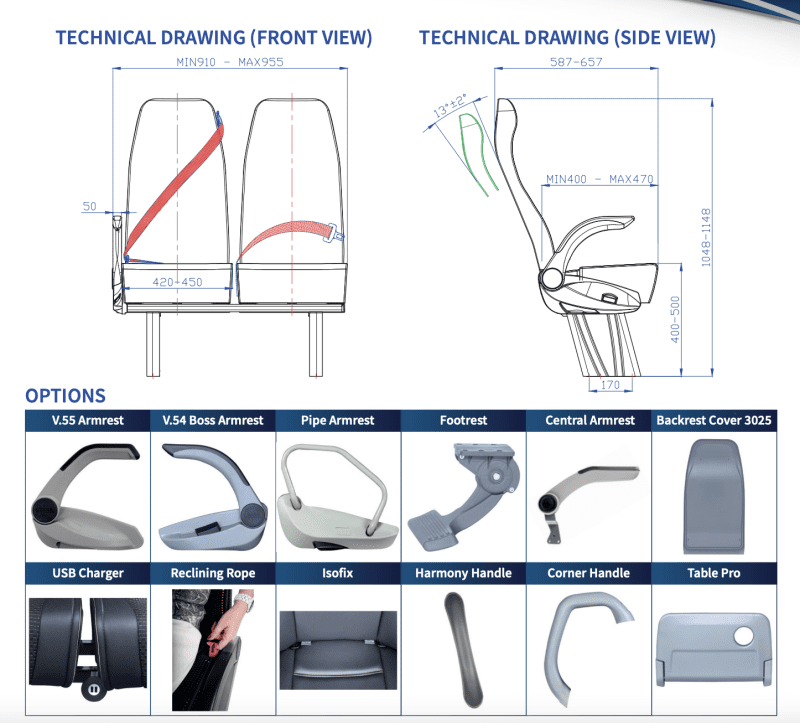 SEGE Minibus Passenger Seat 3025 In UAE - Gilani Mobility